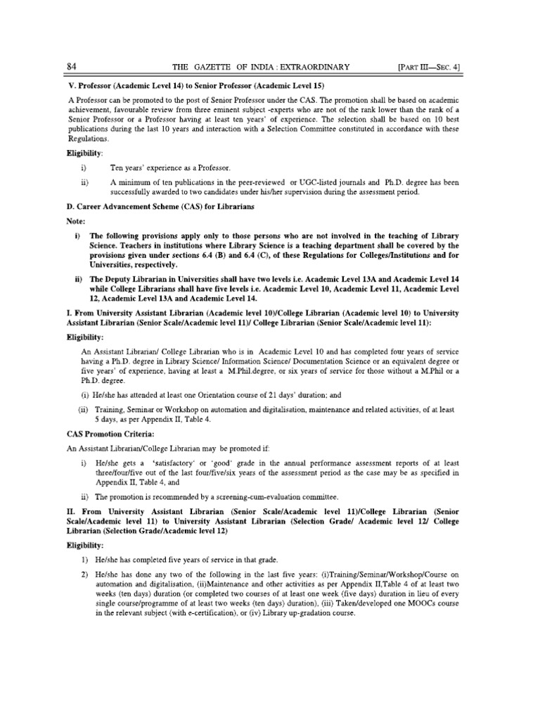 UGC CAS Promotion Guidelines 2018 | PDF | Libraries | Librarian