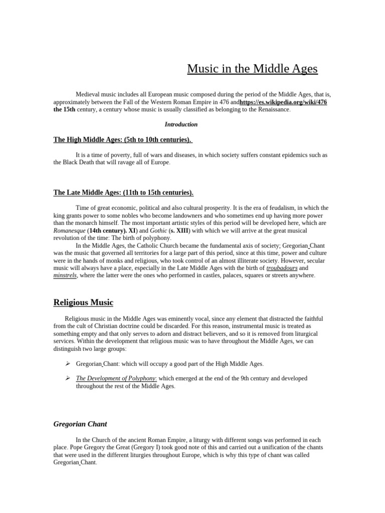 Monograph on the Musical Middle Ages | PDF | Gregorian Chant | Middle Ages