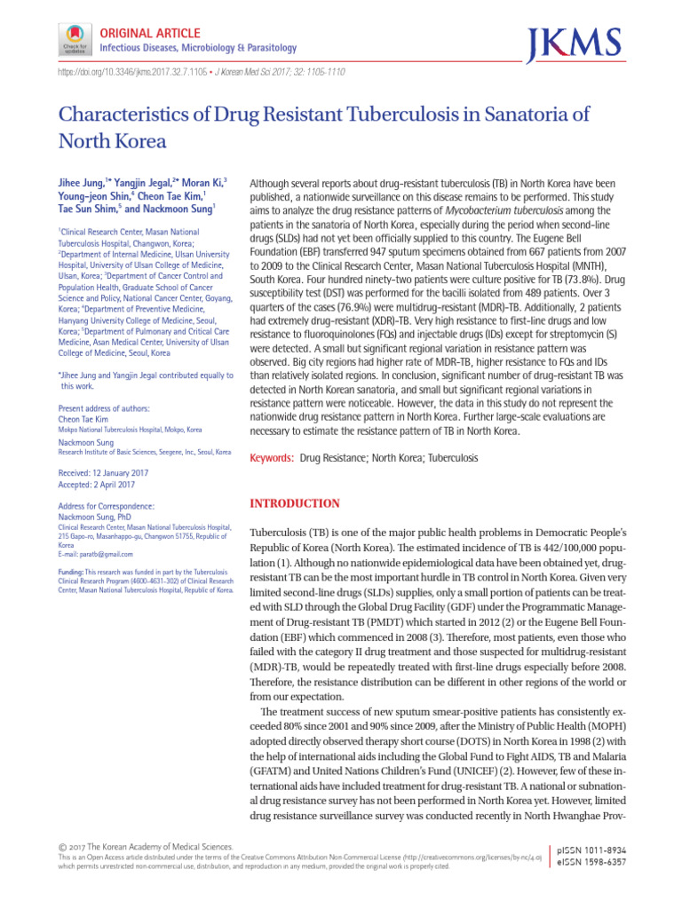 0063JKMS_jkms-32-1105 | PDF | Tuberculosis | Medical Specialties