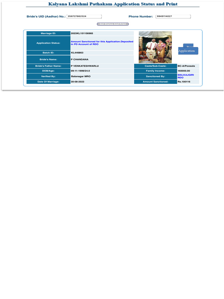 Kalyana Lakshmi StatusPrint | PDF