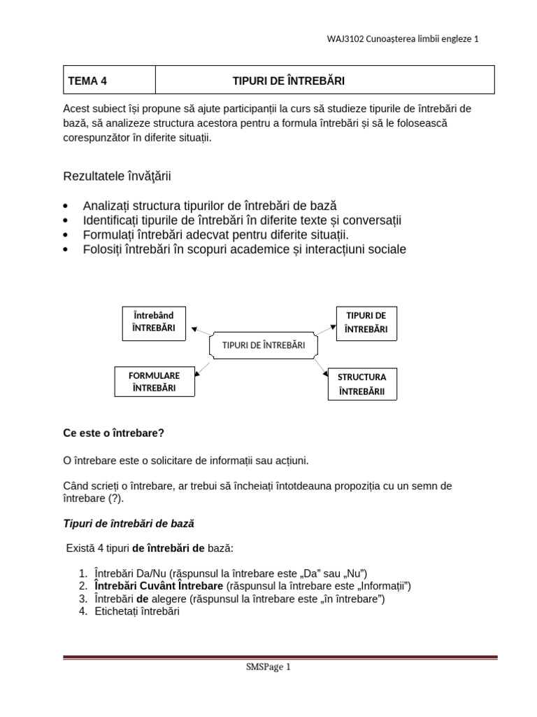Tema 4. Tipuri de Întrebări | PDF