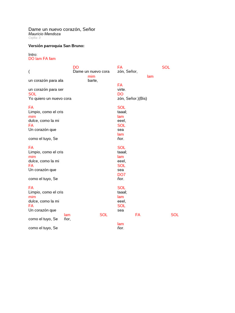 Dame Un Nuevo Coraz N Se or Mauricio Mendoza | PDF