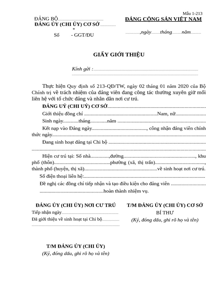 304 Giay Gioi Thieu 2025 (Mau 1-213) | PDF