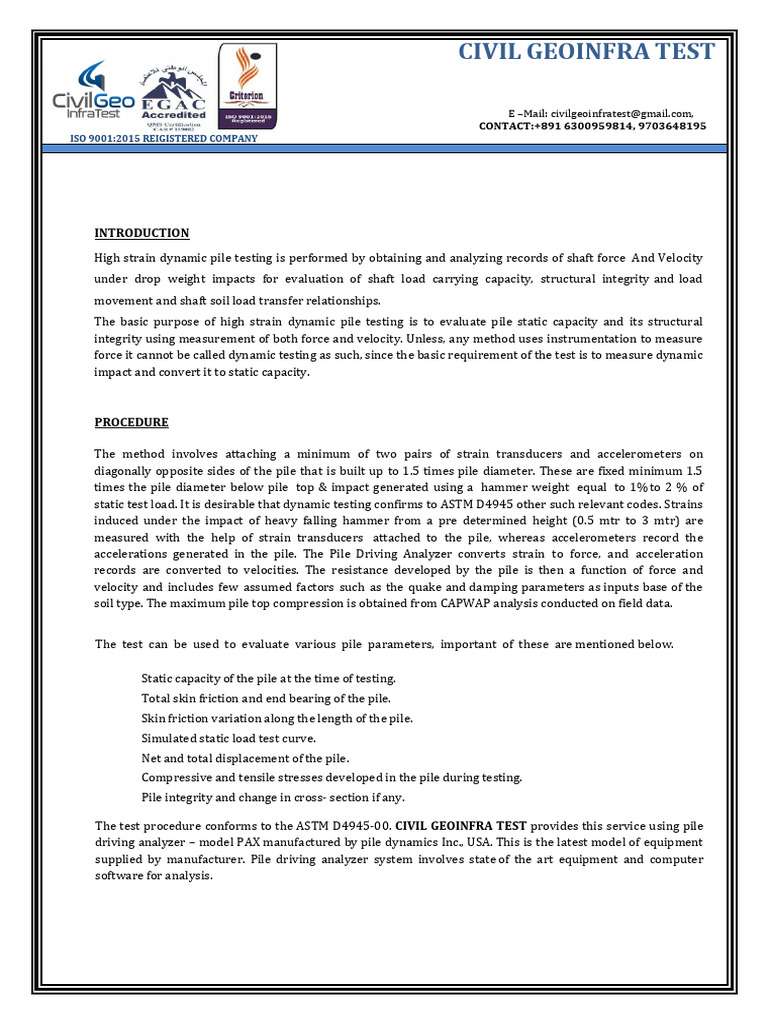 Method Statements For PDA Meil | PDF | Deep Foundation | Force