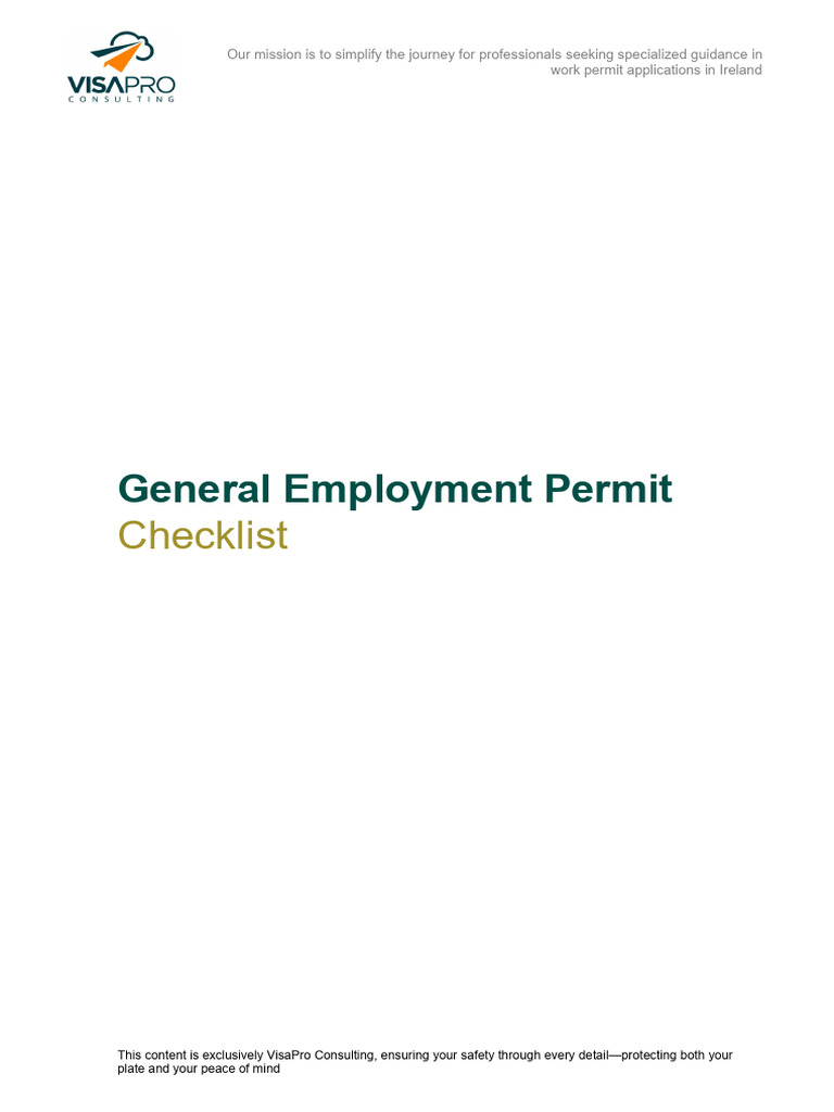 General Employment Permit Checklist | PDF | Employment | Salary