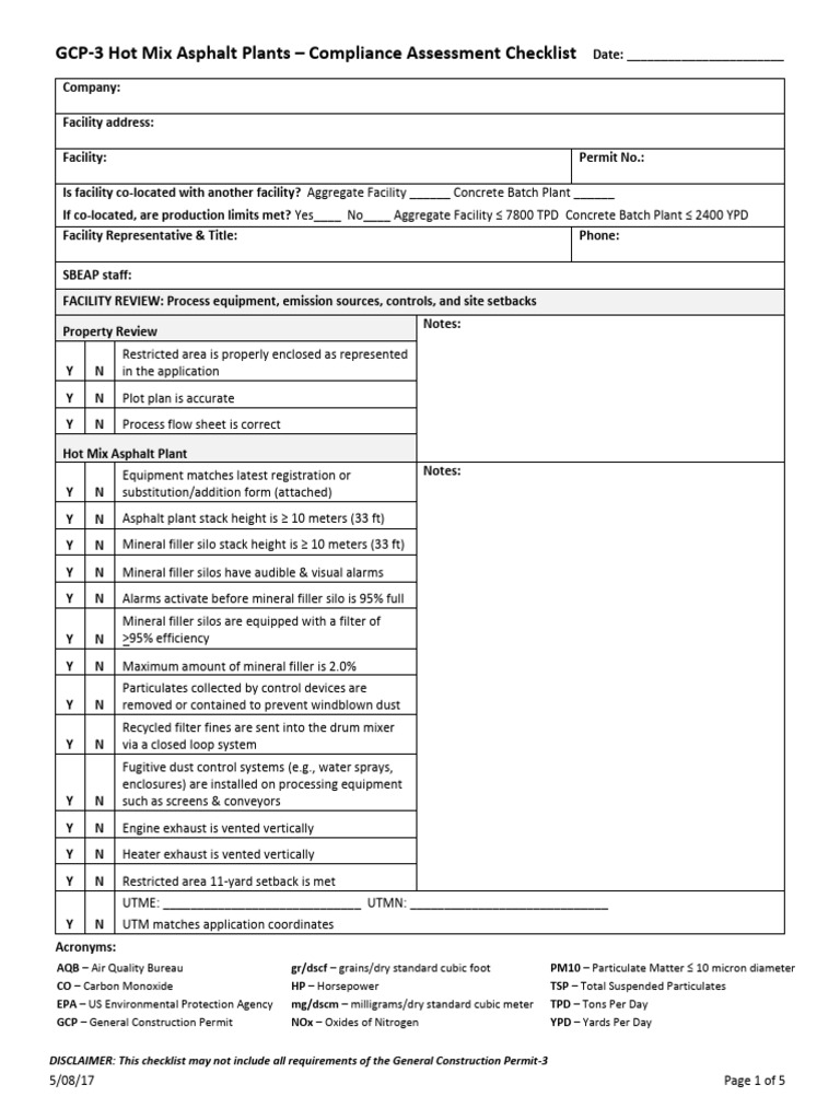 GCP-3-HMAP-Checklist | PDF | Pollution | Air Pollution