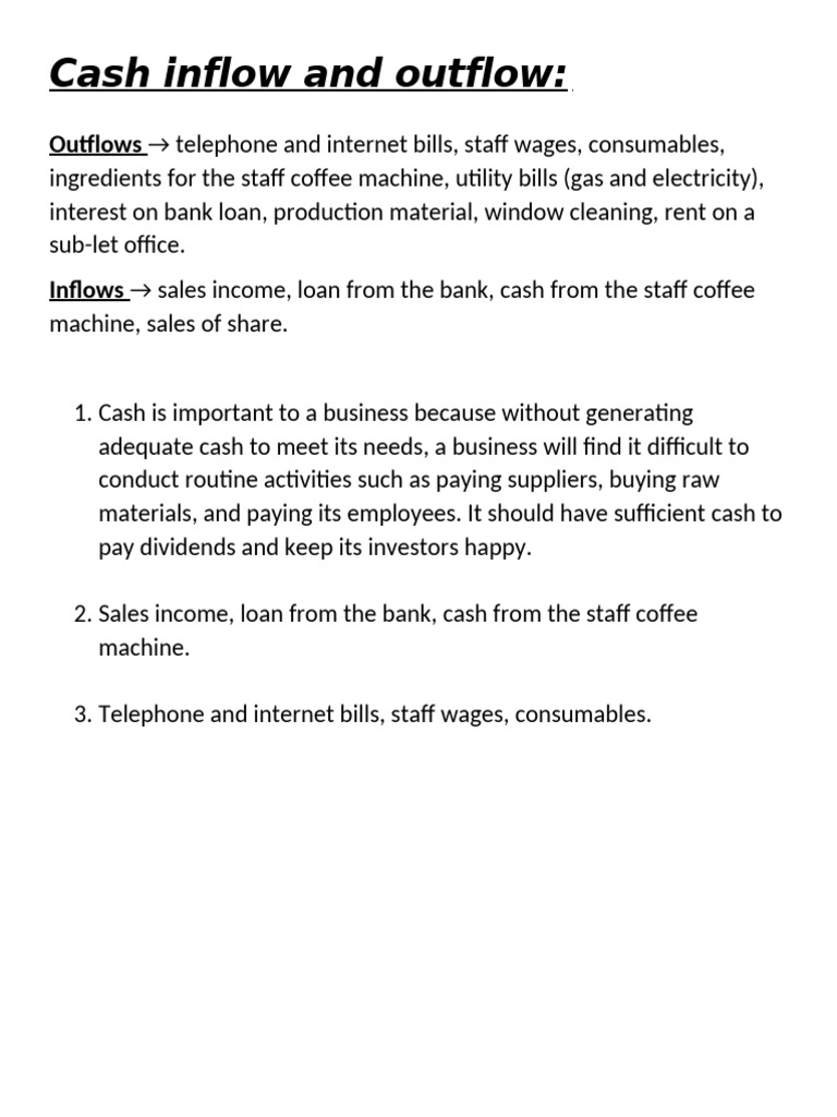 Cash Inflows and Outflows | PDF
