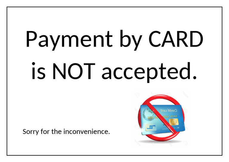 No Payments Accepted by CARD | PDF