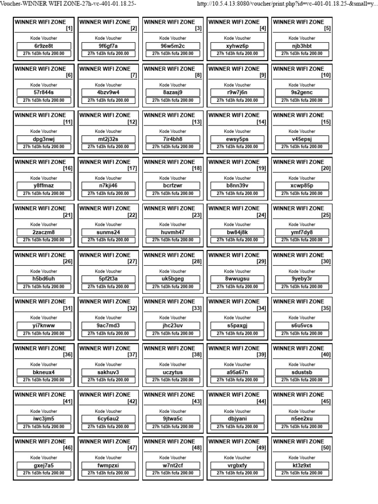 Winner WiFi Zone Voucher Codes | PDF