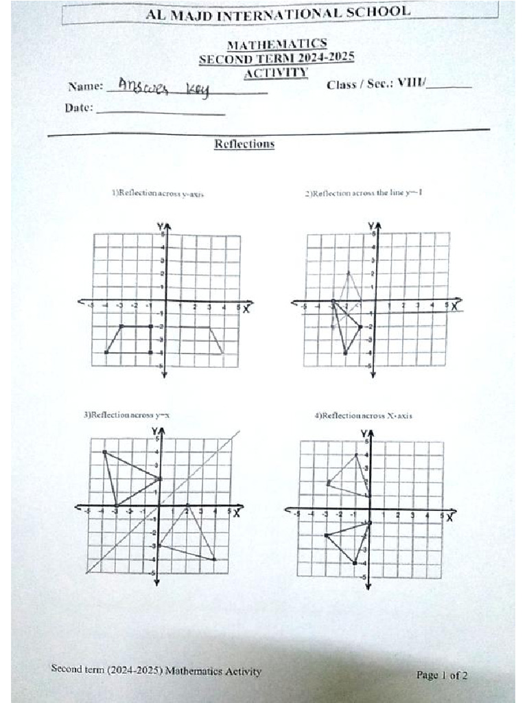 Reflections Activity Ans Key | PDF