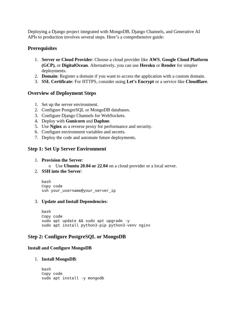 Deploying A Django Project Integrated With MongoDB | PDF | Postgre Sql | Mongo Db
