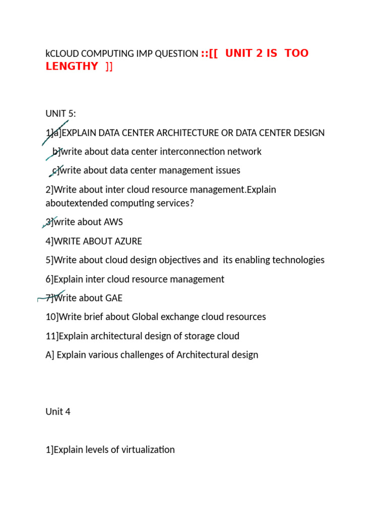 Cloud Computing Imp Question | PDF | Cloud Computing | Virtualization