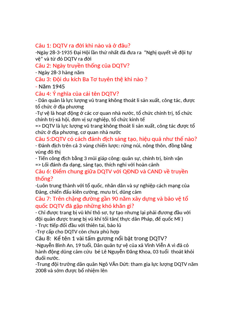 Câu-hỏi-GDQP-TỔ-1 | PDF