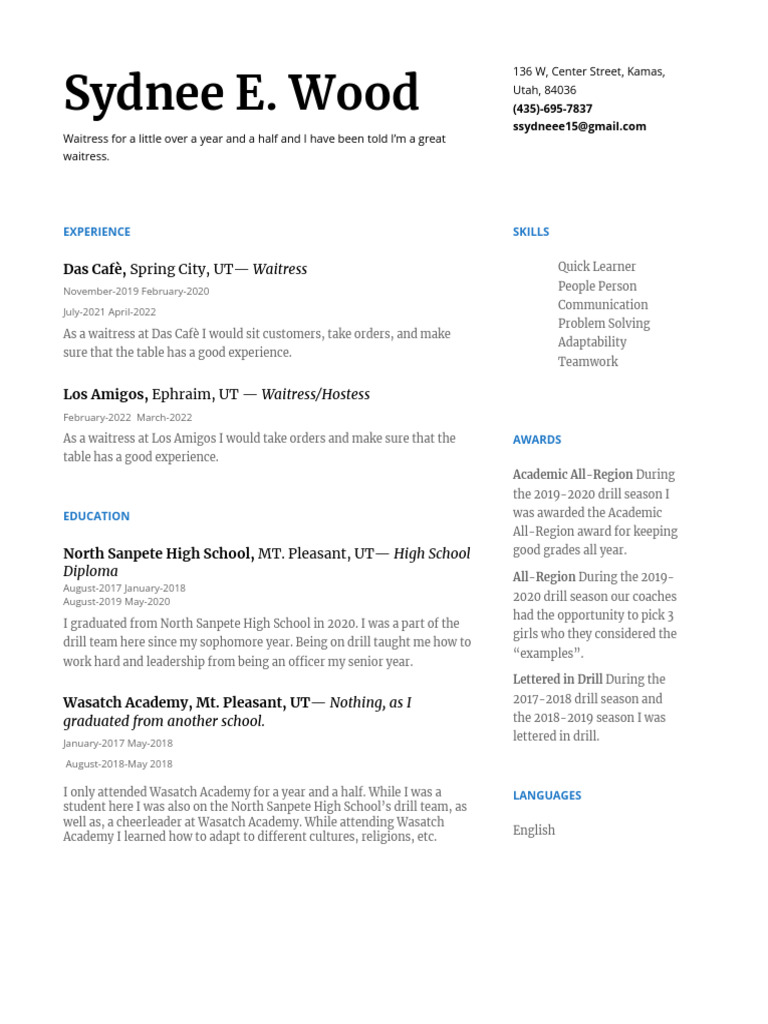 Resume Syd Nee Wood | PDF | Intelligence | Cognition