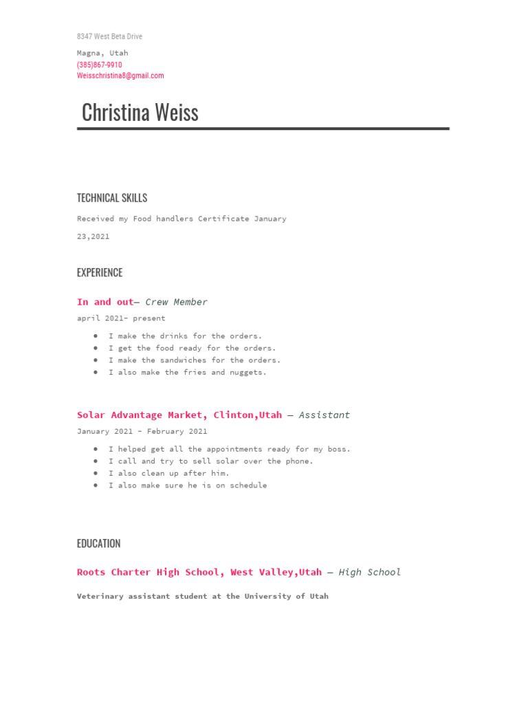 Resume Christina Weiss | PDF
