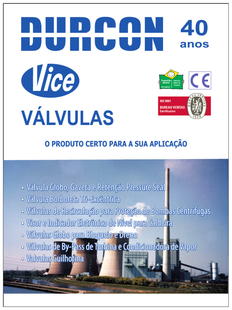 Válvulas Industriais Durcon Vice | PDF | Planejamento de recursos ...