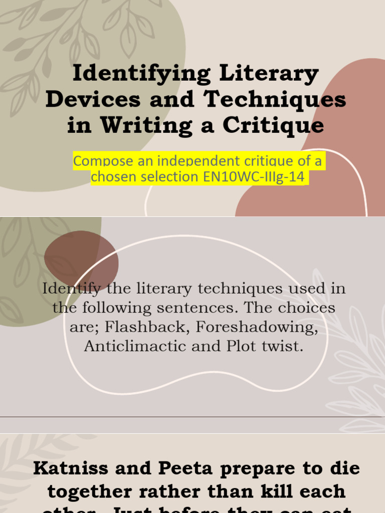 Identifying Literary Devices and Techniques in Writing A Critique | PDF ...
