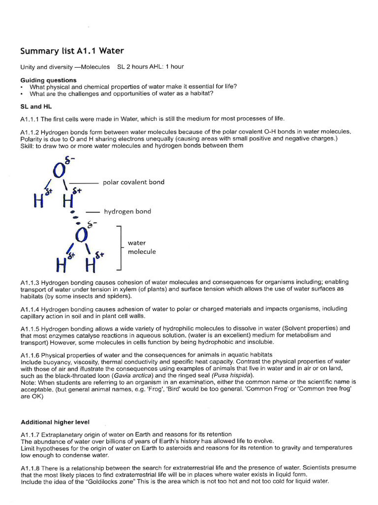 A1.1 Water | PDF