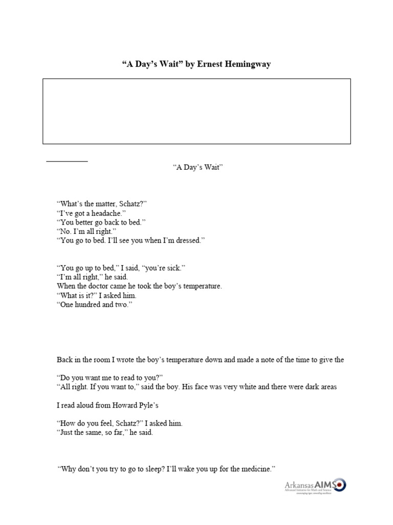 Analyzing "A Day's Wait" by Hemingway | PDF | Fahrenheit | Essays