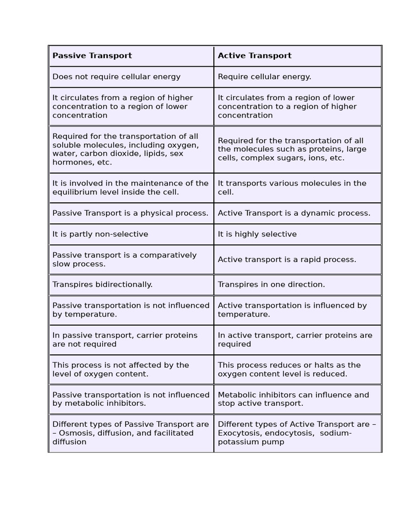Passive vs Active Transport Explained | PDF