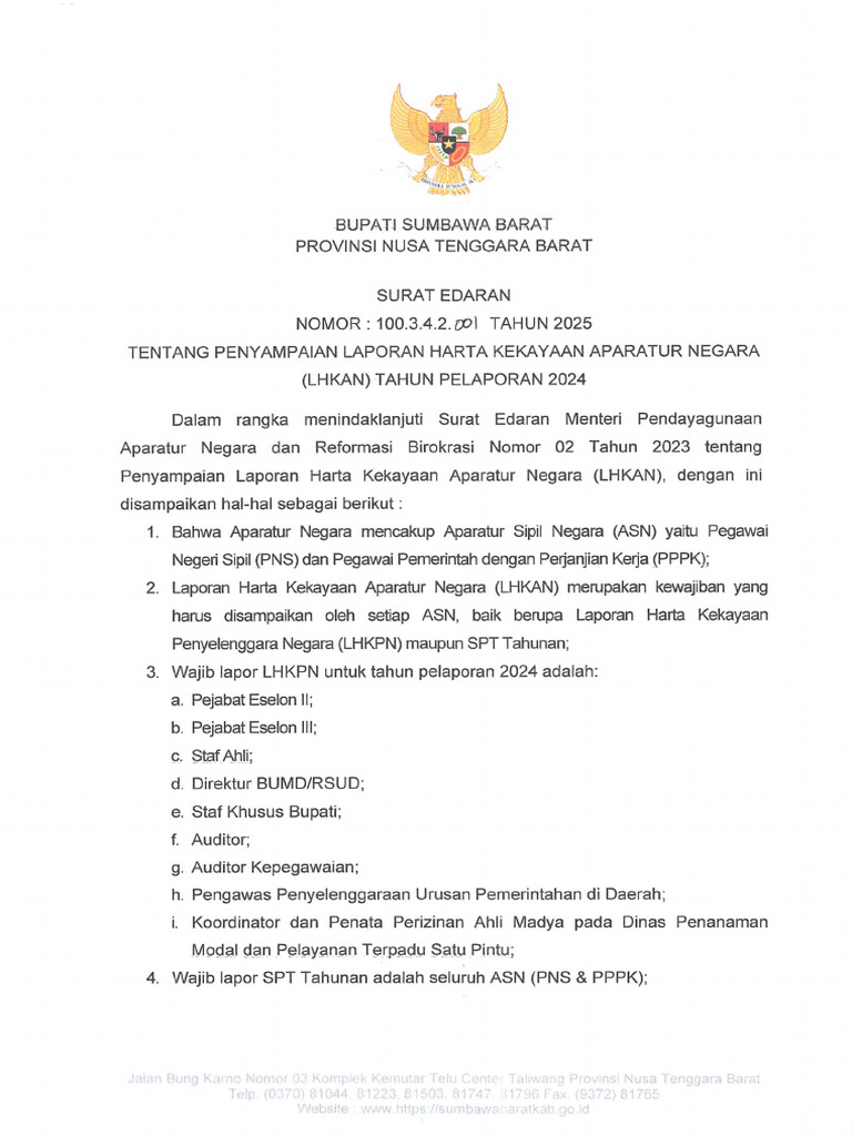 Surat Lhkan Pelaporan 2024 | PDF