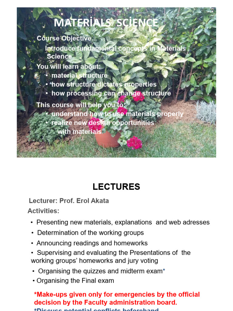 First Week Course Presentation | PDF | Materials Science | Atoms