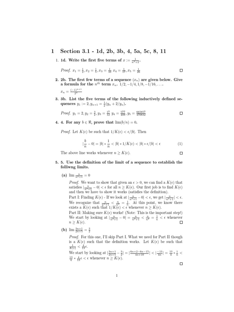 Solutions to Bartle and Sherbert Exercises | PDF