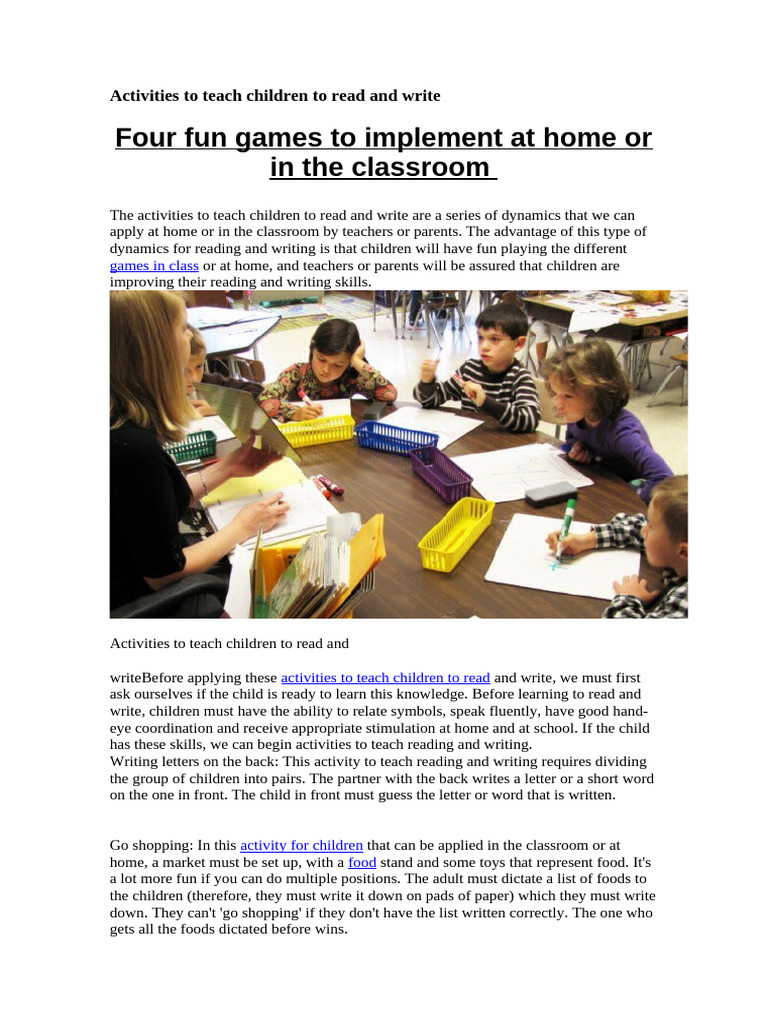 Activities to teach children to read and write | PDF | Literacy | Learning