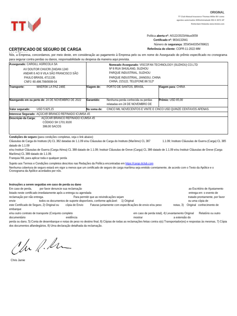 Certificado de Seguro de Carga - MODELOS | PDF | Seguro
