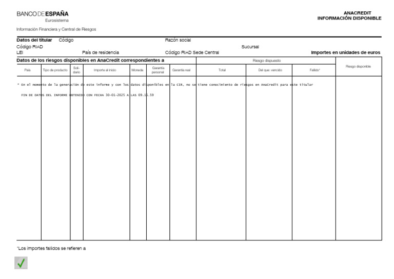 Informe AnaCredit CIRBE | PDF