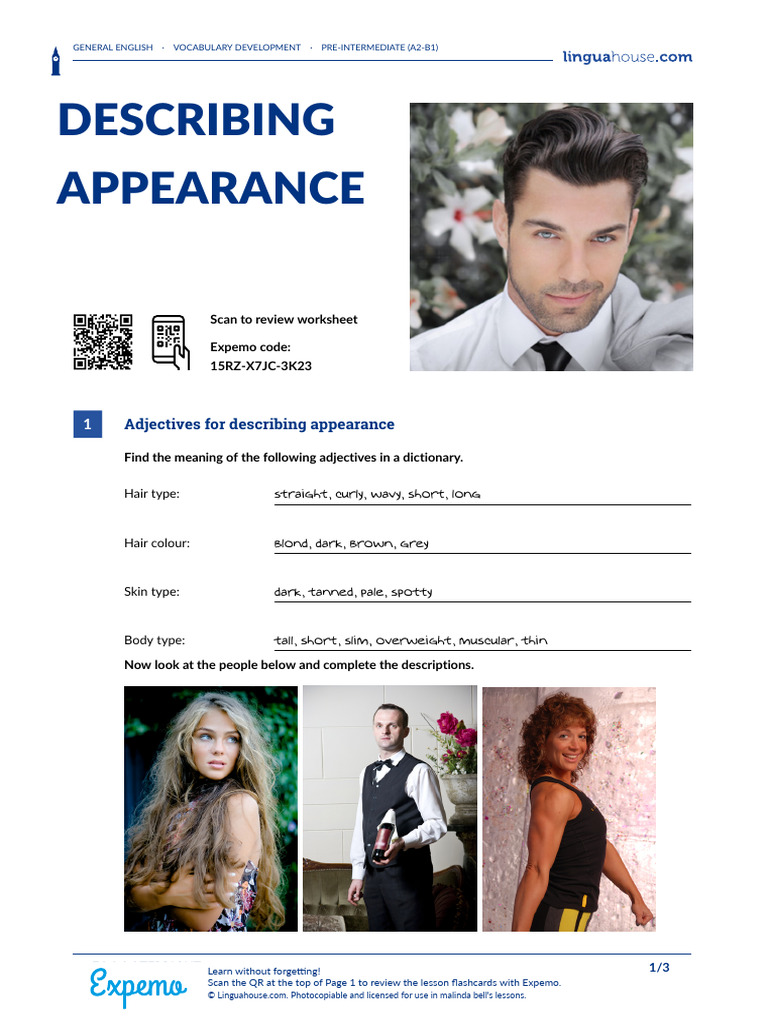 describing-appearance-british-english-student-ver2 | PDF | Hair | Human ...