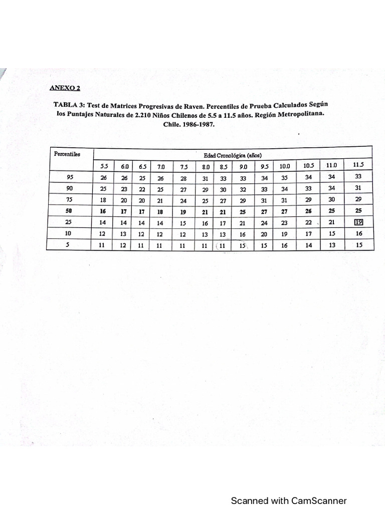 Raven Plantilla, Tabla de Correción y Rangos | PDF
