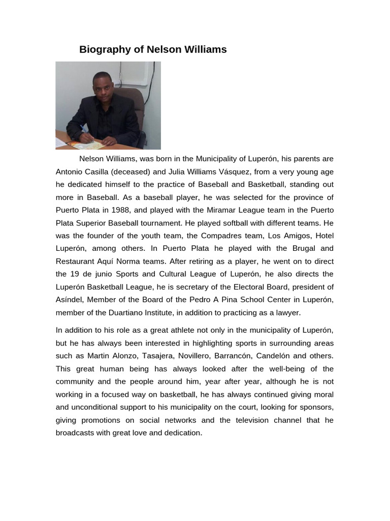 Nelson Williams: Community Sports Leader | PDF