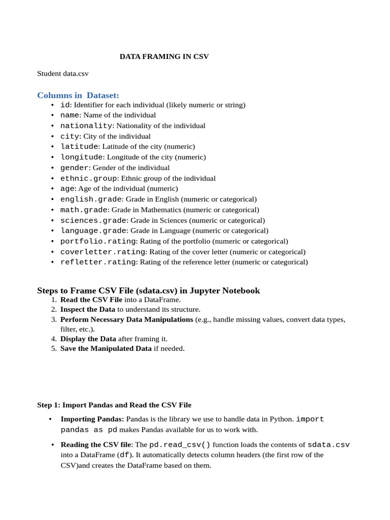 dataframing_in_csv | PDF | Comma Separated Values | Data Type
