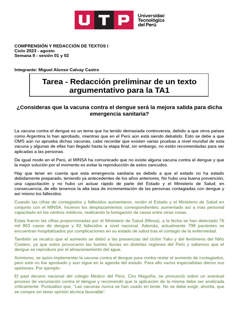 Redaccion Previa - MiguelAlonsoCalvayCastro - Tarea02 | PDF | Vacunas | Vacunación