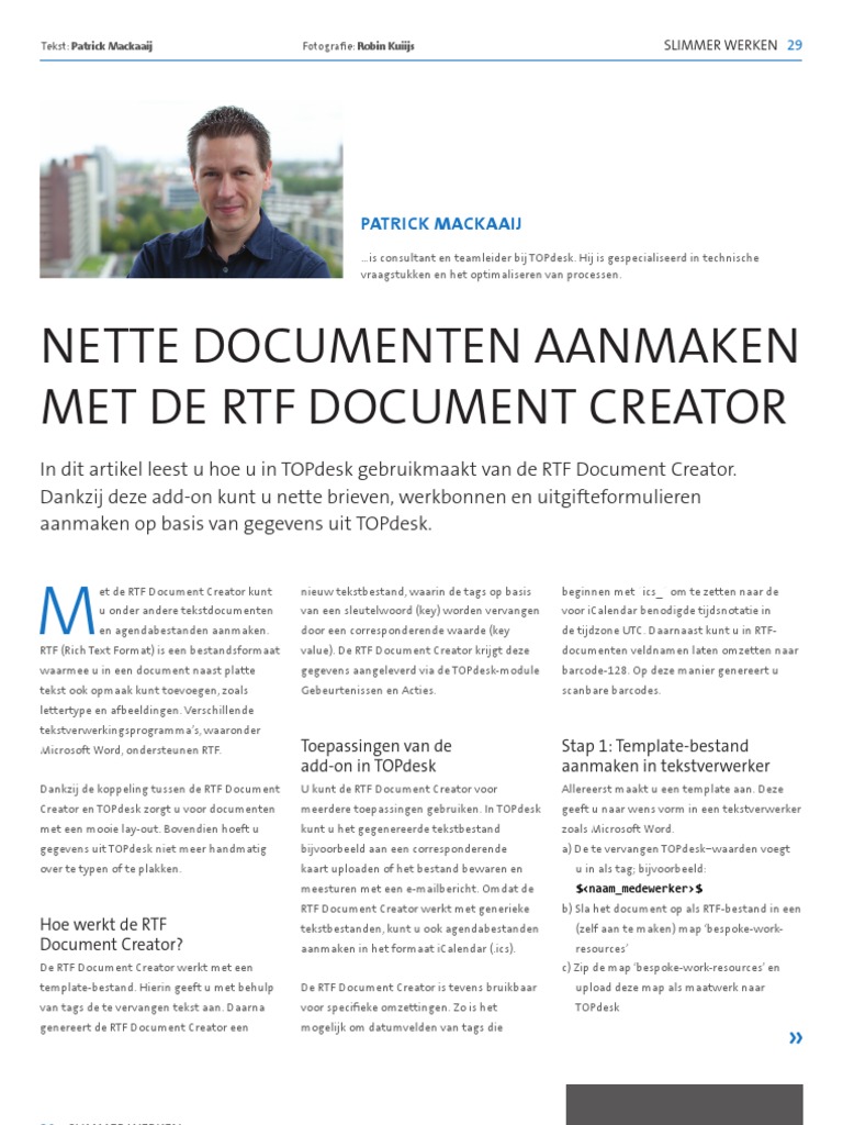 Nette Documenten Aanmaken Met de RTF Document Creator | PDF