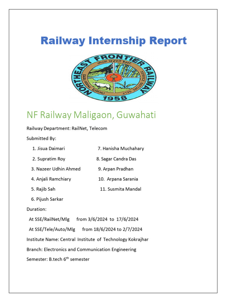 Railway Internship Report (1) 2 (5) - Complete | PDF | Transmission Medium | Computer Network