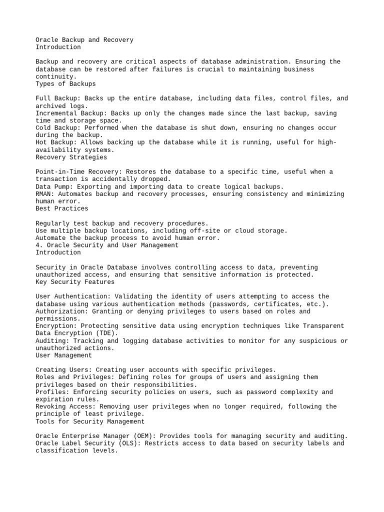 Oracle Backup and Recovery | PDF