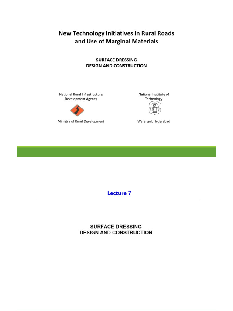 Lecture 7 - Surface Dressing | PDF | Road Surface | Road