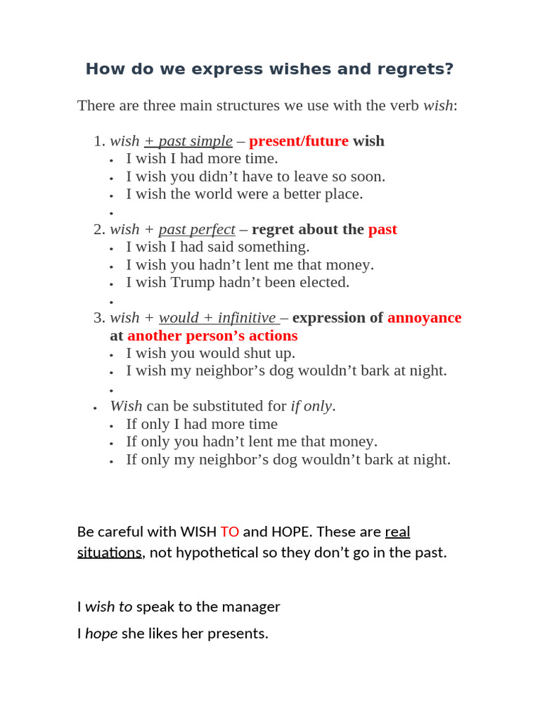 Wishes and Regrets | PDF