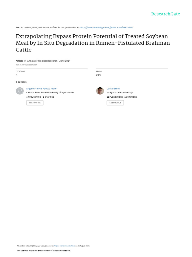 Extrapolating Bypass Protein Potential of Treated | PDF | Biology
