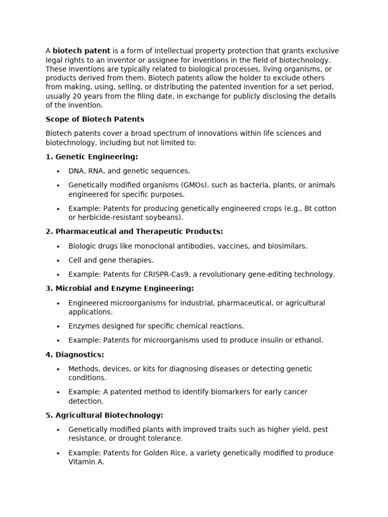 BIO TECH PATENT | PDF | Biotechnology | Genetic Engineering