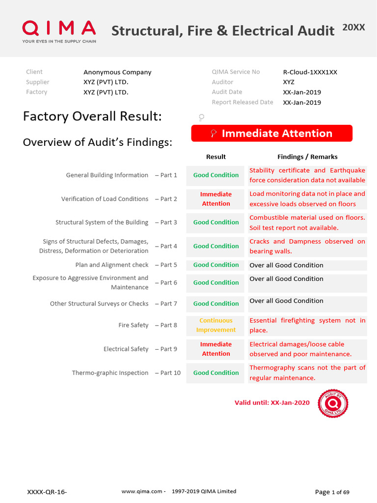 Qima - Audit - Stra | PDF | Wall | Fire Safety