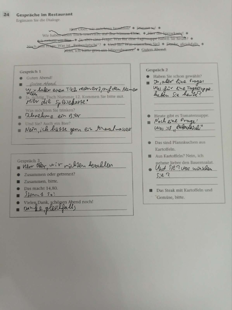 Dialoge Im Restaurant | PDF