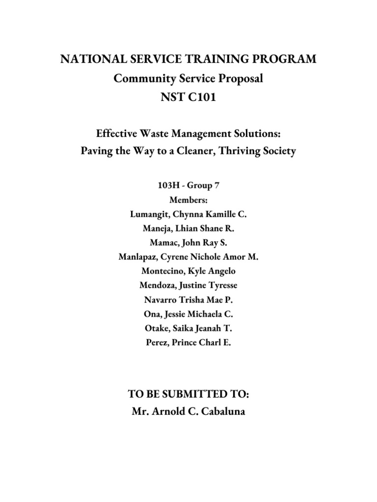 Community Clean-Up Proposal for Mandaluyong | PDF | Waste Management ...