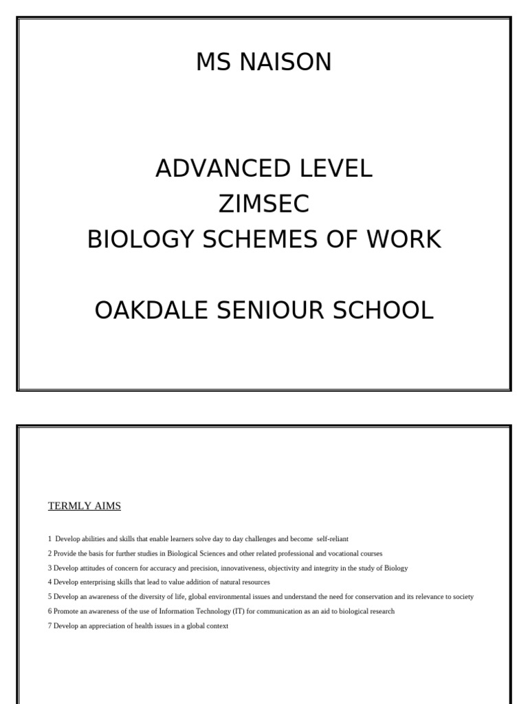 ZIMSEC Advanced Biology Curriculum Guide | PDF | Action Potential ...