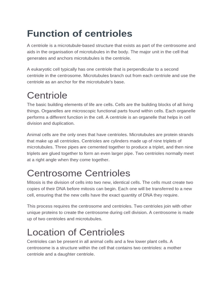 Centriole to print simple | PDF | Mitosis | Microtubule