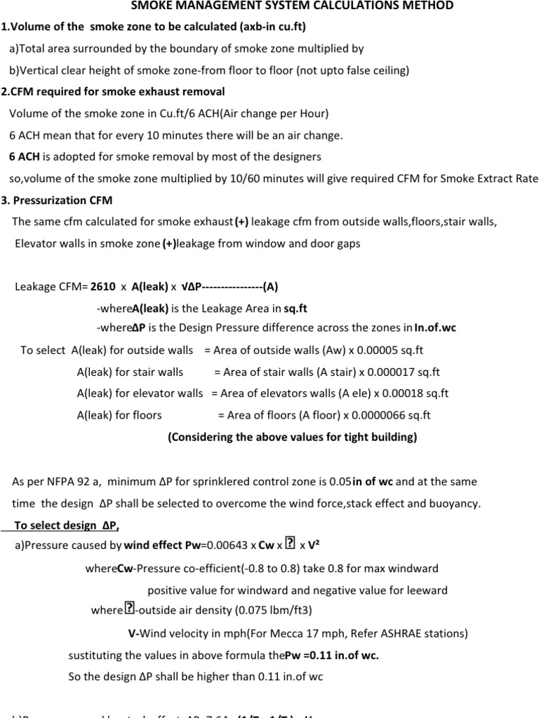 Smoke Management Calculation Method - Seeni | PDF | Wall | Leak