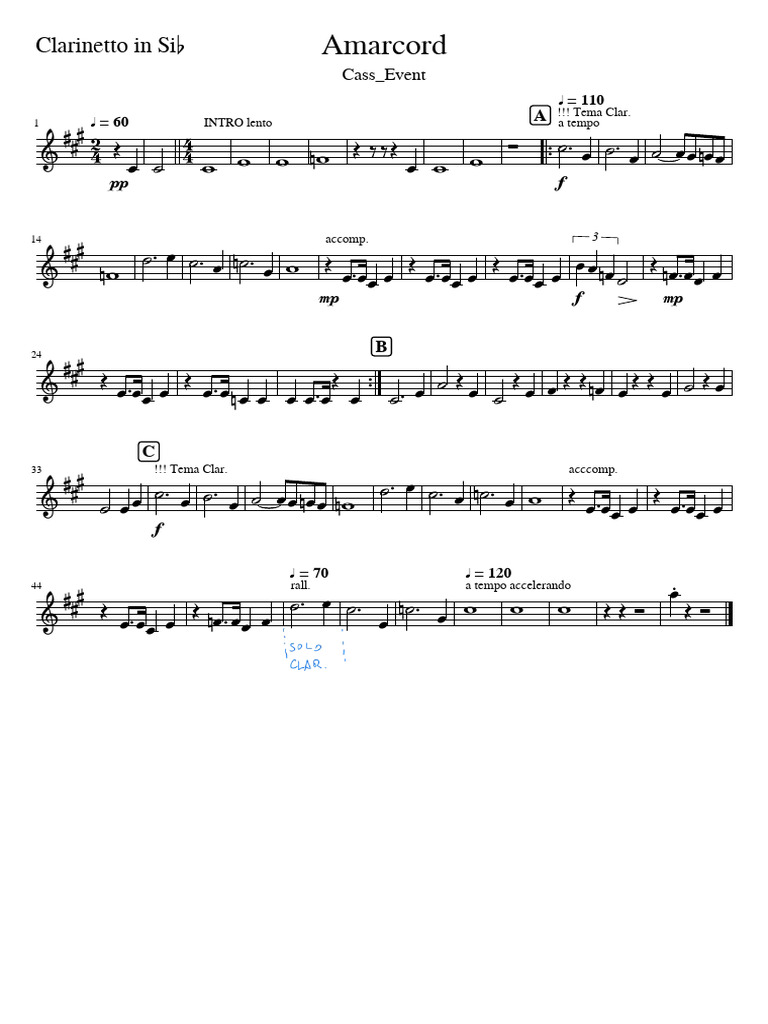 Amarcord 01-Clarinetto in Sib | PDF