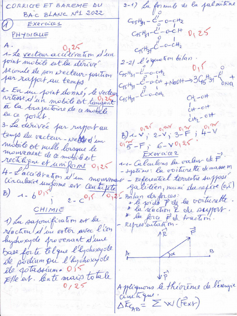 Corrige Et Bareme BAC Blanc N 1 Hito 2022 | PDF